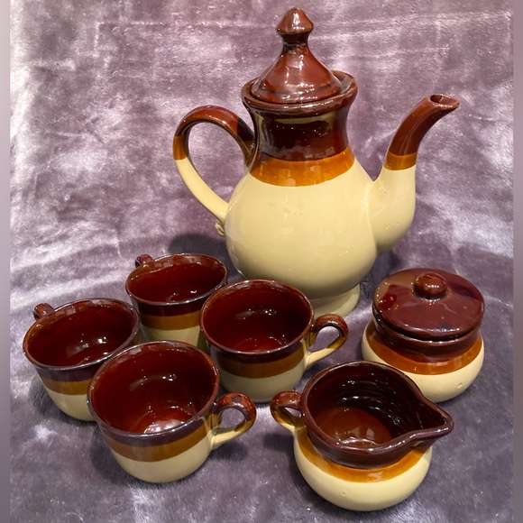 Kitchen | Vintage Glazed 3 Tone 7 Pc Tea Set | Poshmark